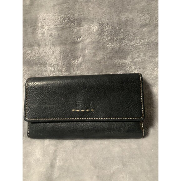 Fossil | Bags | Fossil Womens Leather Wallet Trifold Window Pockets ...